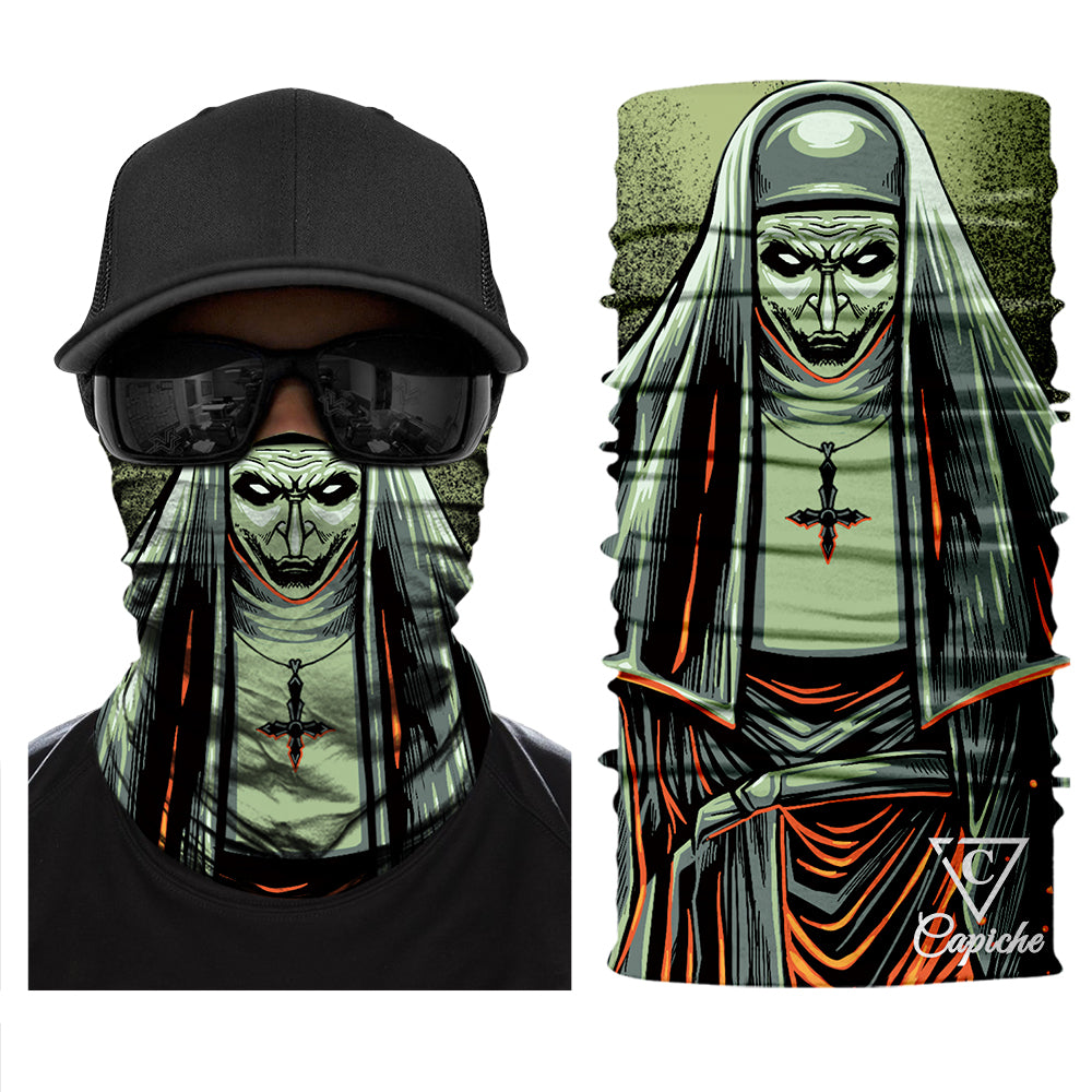 Cursed Nun Biker Mask - Grey/Green | CAPICHE CAPS