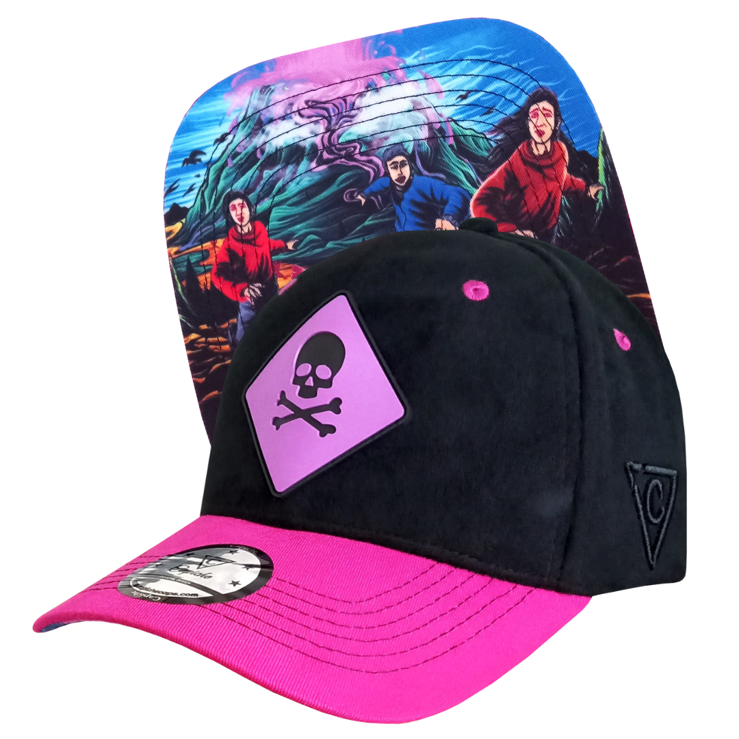 Purple Volcano Curved Cap - Black Fleece/Pink | CAPICHE CAPS
