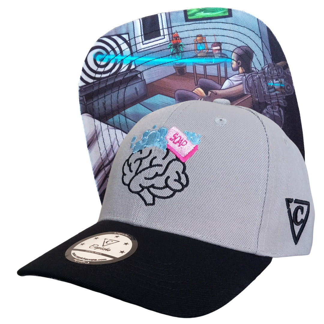 Brainwashed Curved Cap - Grey/Black | CAPICHE CAPS